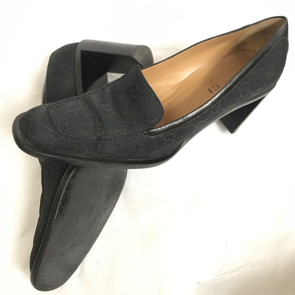 Gucci Gg Canvas Leather Moccasin Pumps - Gem